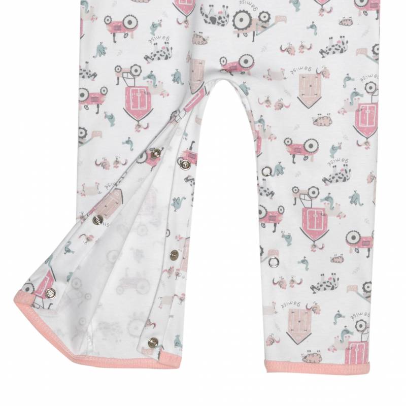 Enterito Beba Estampado Manga Larga con Puño Blanco y Rosa Talle 3 - La ...