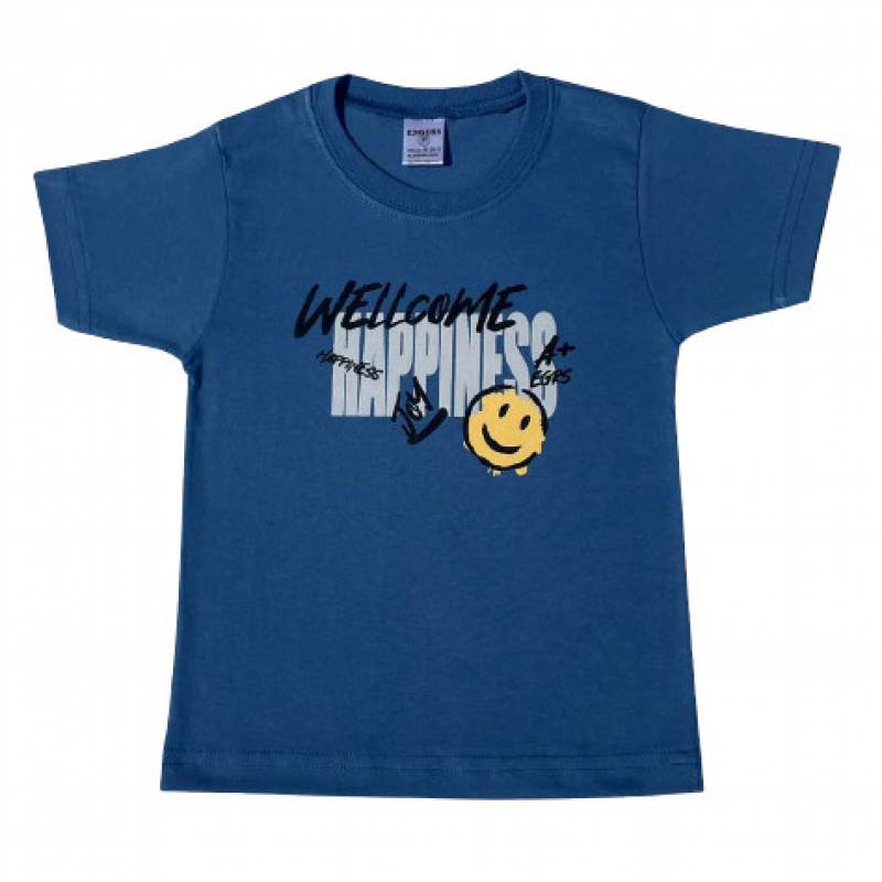 Remera Bebé Manga Corta Engers Estampa Carita Azul Talle 12 - La ...